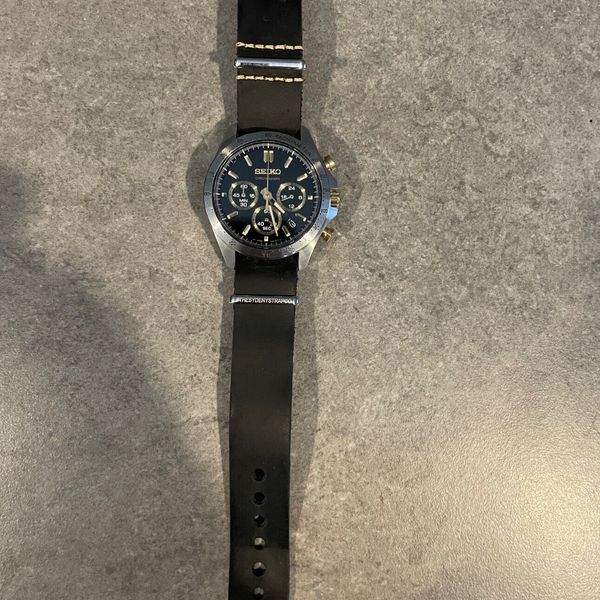 Seiko Spirit SBTR015 Black x Gold Chronograph Stainless Steel Quartz ...