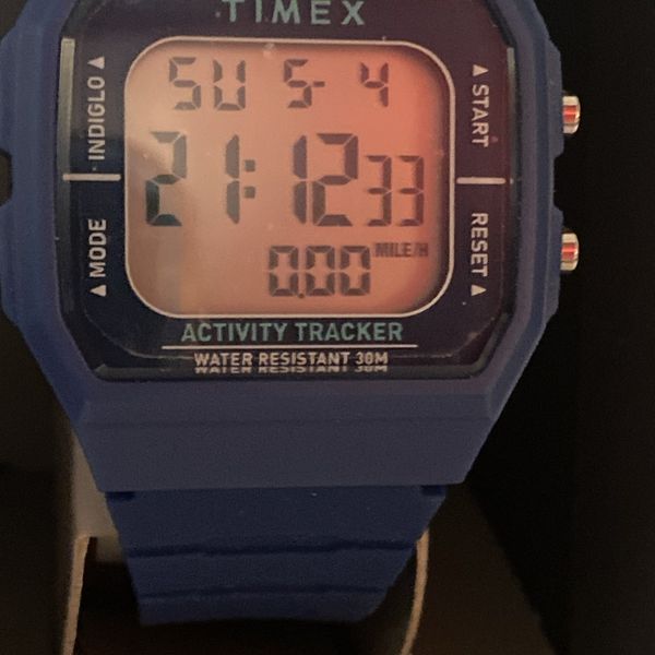 Timex Men's Digital Watch Activity & Step Tracker Blue Resin & Silicone ...