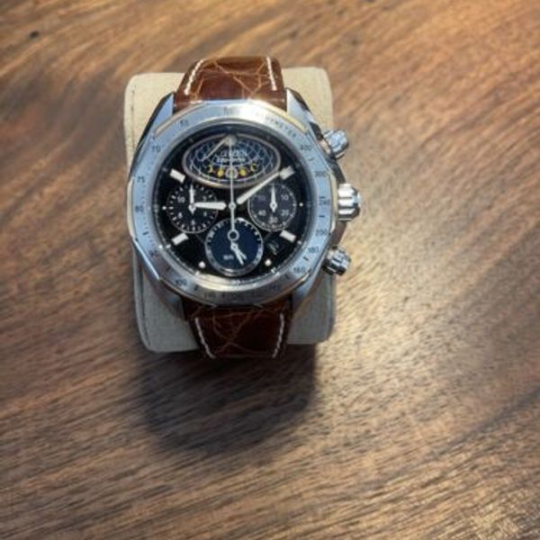 Citizen Eco-Drive Fly Back Moon Phase Watch - Alligator Band - Mint ...