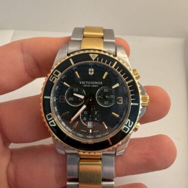 Victorinox Swiss Army 241693 Maverick Green Chronograph Watch 2 tone ...