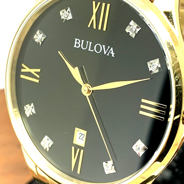 Bulova Men's Watch 97D108 Quartz Gold Tone Stainless Steel Diamond ...