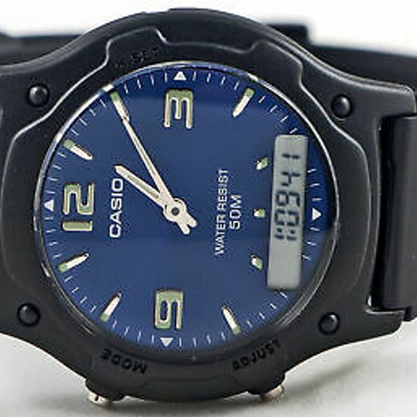 Casio Classic Blue Analog Digital 50m Water Resistant AW49HE-2AV Watch ...