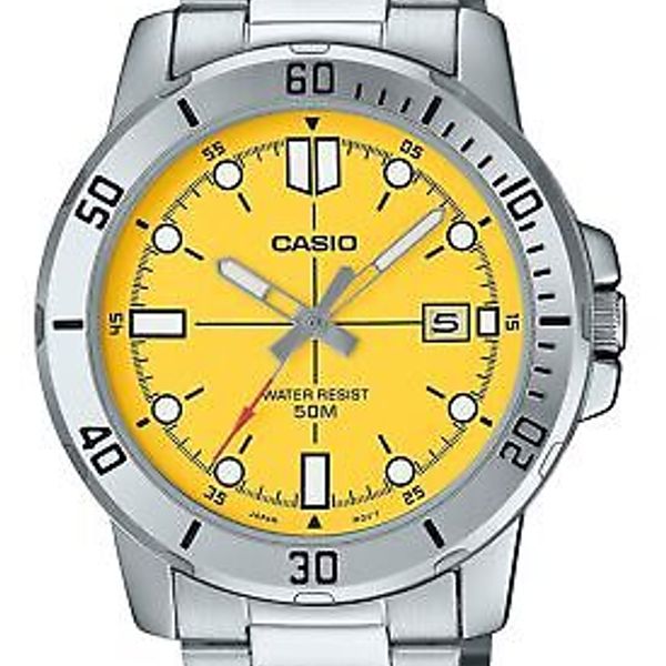 Casio Standard Analog Yellow Dial Sports Quartz Men's Watch MTP-VD01D ...