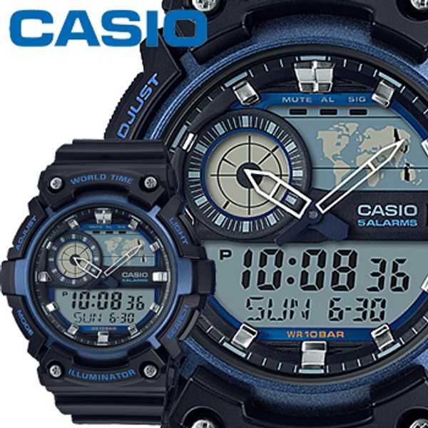 Casio standard watch 200W navy world time specialized model resin band ...