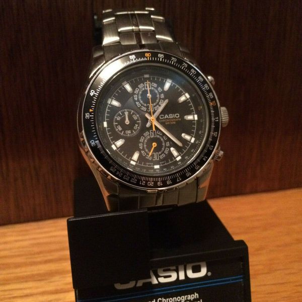 Casio 4755 MTP 4500, Stainless Steel, Chronograph, 50 Meter WR, Slide ...