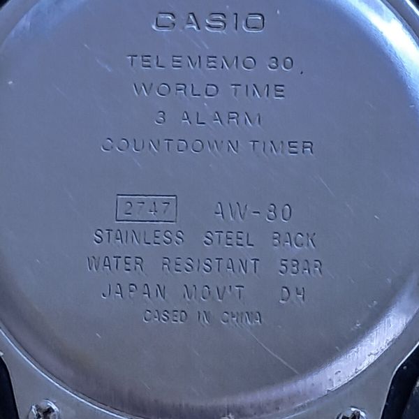 CASIO TELEMEMO 30. WORLD TIME WATCH. 3 ALARM . COUNTDOWN TIMER. JAPAN ...