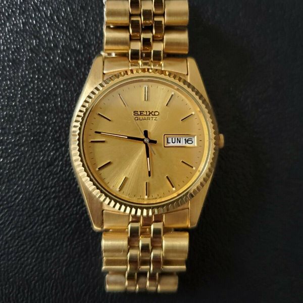 Vintage Seiko SGF206 7N43-8111 Day Date One Jewel Gold Tone watch made in japan | WatchCharts ...