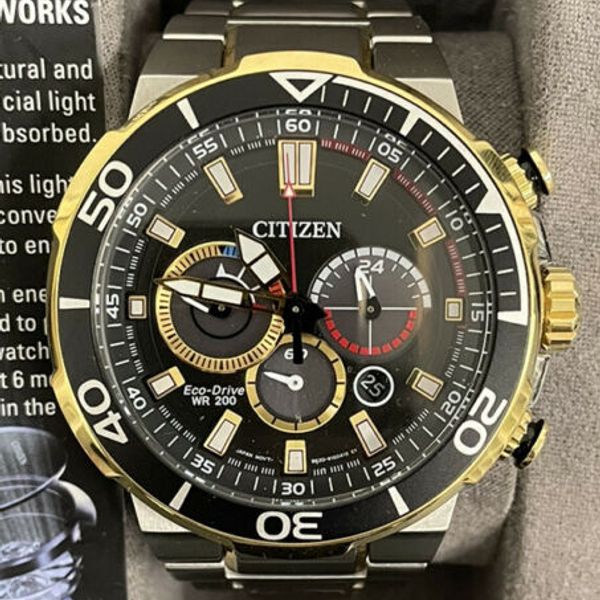 Men's Citizen EcoDrive Chronograph Watch B620-S117020 Two-Tone Band ...