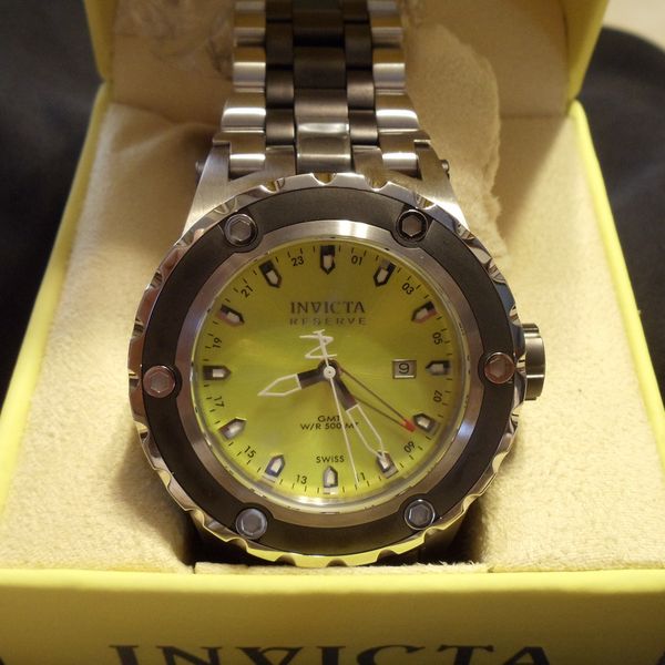 Invicta Reserve Men's Specialty Subaqua SAS yellow dial GMT on bracelet ...