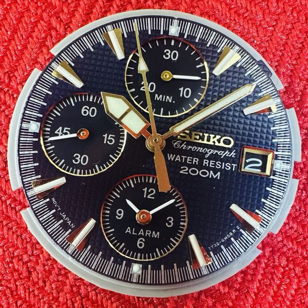 NOS Seiko Chronograph 7T32-6M50 200M Diver Watch Black Dial Two Tone ...