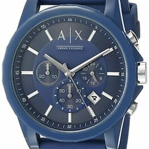 BRAND NEW ARMANI EXCHANGE AX1327 A/X MENS BLUE SILICONE DATE FUNCTION ...