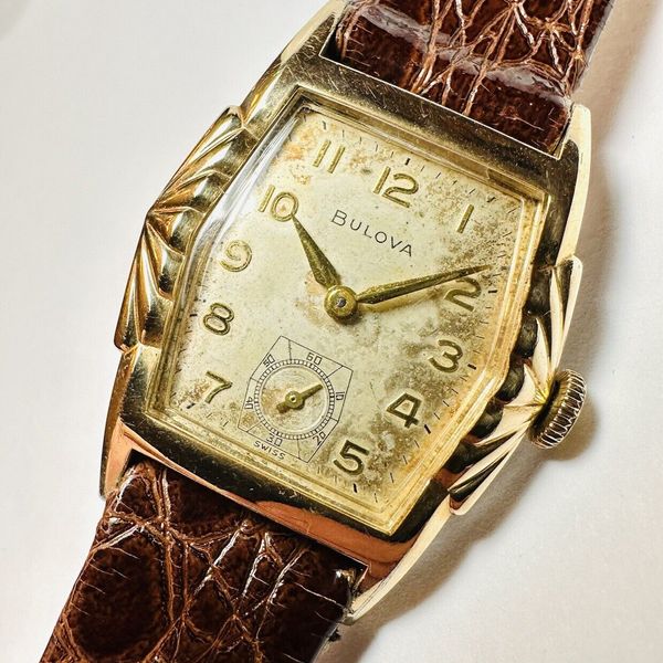 BULOVA Vintage Watch Caliber 11AB Circa 1940s Mens Tonneau Gold Filled ...