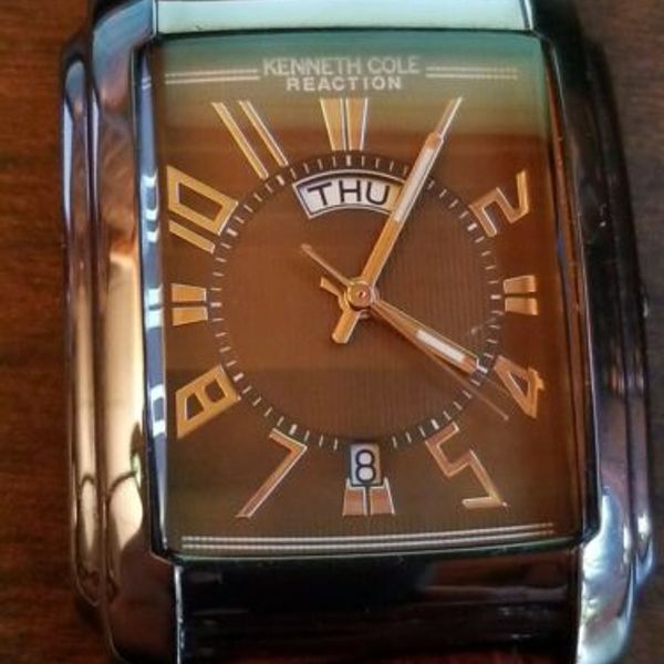 Vintage Kenneth Cole Reaction Men’s Day Date Watch KC1326 New Battery ...