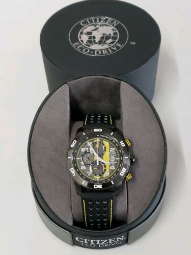 CITIZEN Eco-Drive Primo Chronograph WR100 Black/Yellow Mens Watch ...