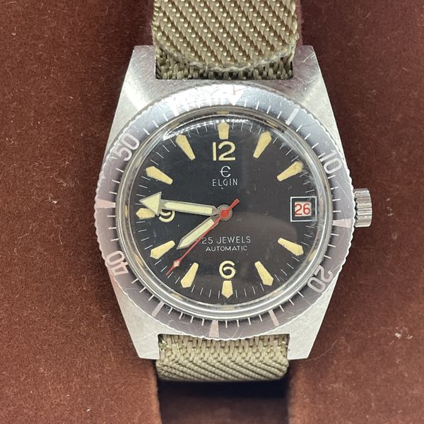 Vintage Elgin Skin Diver Jumbo 38mm Automatic w/ Box And Papers â Ghost ...