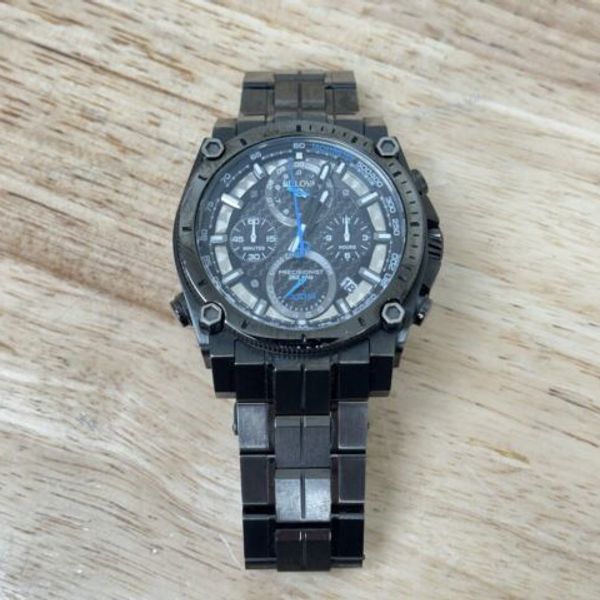 BULOVA 98B229 PRECISIONIST CHRONOGRAPH BLACK GUNMETAL WATCH ...