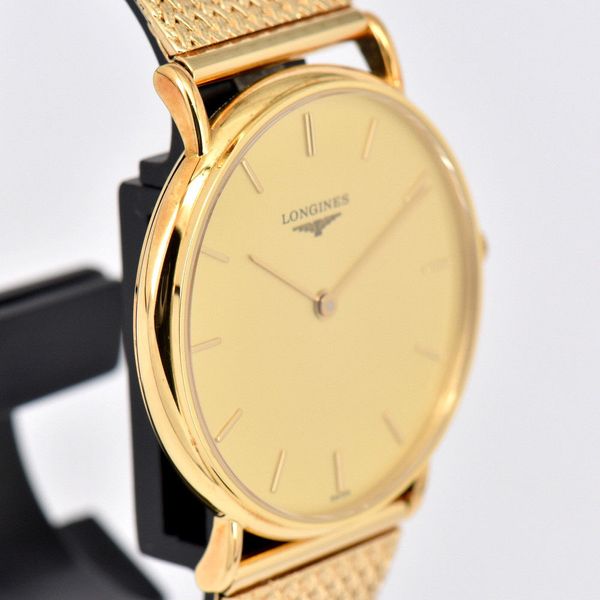 Auth LONGINES 18K Yellow Gold L7.989.6 Gold Dial Quartz Watch for Men M ...