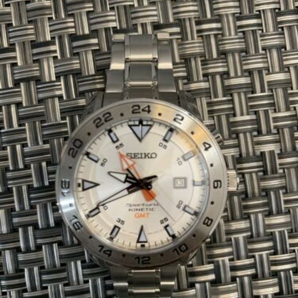 Seiko SUN025P1 SUN025 Sportura Kinetic GMT "Polar Explorer" 44mm watch ...