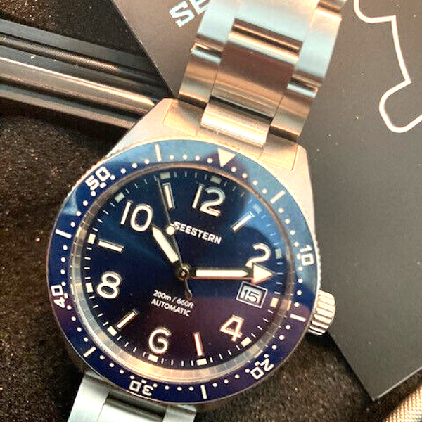 Seestern S434 V2 Diver Watch 39mm Blue Dial/Ceramic Bezel Seiko NH35 ...