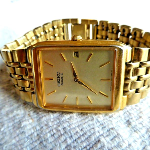 Vintage Seiko 7N29-5B29 Gold Tone Quartz Tank Watch New Battery Works Great | WatchCharts ...