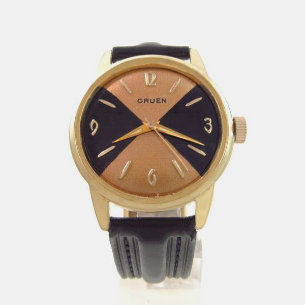 Stunning 1950's GRUEN PRECISION Black & Gold Dial Men's Vintage Watch - Serviced | WatchCharts ...