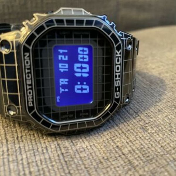 CASIO G-Shock Full Metal Square GMW-B5000CS-1 Laser Etched Grid Tron ...
