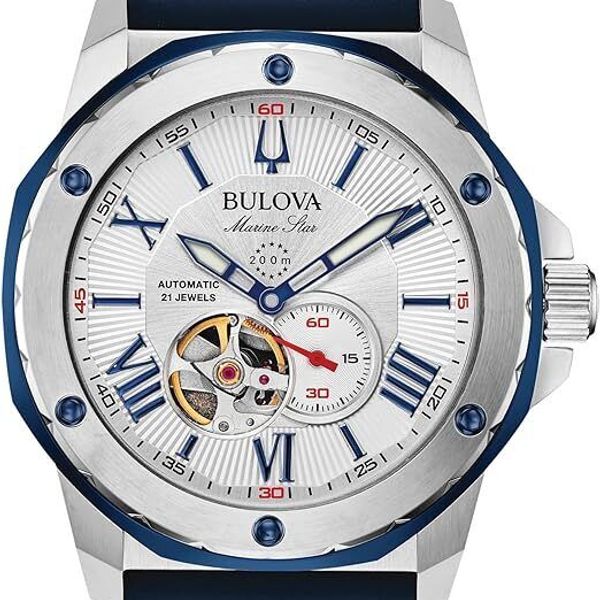 Bulova Marine Star Series A Auto Watch, Steel Case, Blue Strap, 98A225 ...