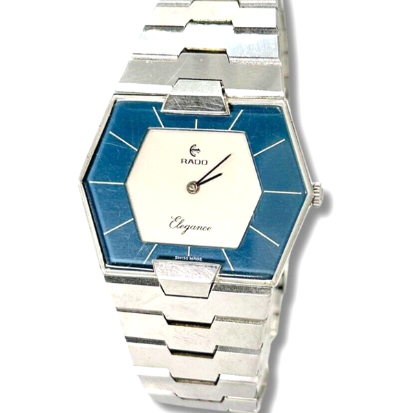 Rado Elegance Octagon Blue Silver Manual Watch 37mm 396.5008.4 From ...