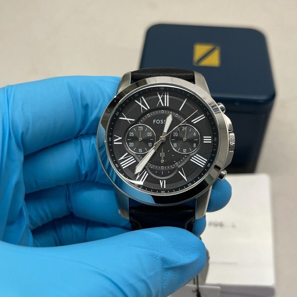 Fossil Grant Black Dial Black Leather Men's Watch FS4812 - NEW ...