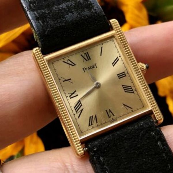 Vintage PIAGET Tank Solid 18k Yellow Gold 9294 Hobnail Manual Wind ...