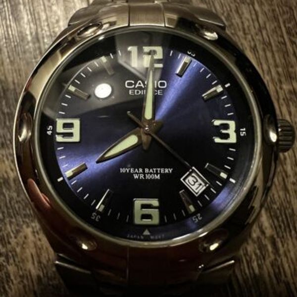 CASIO Luxury Watch EDIFICE Men's Blue Dial, 10-Year Battery Watch Long ...