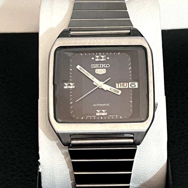 Seiko 5 Automatic 7009 3131 Blue Square TV Dial Day Date Men Vintage Watch | WatchCharts Marketplace