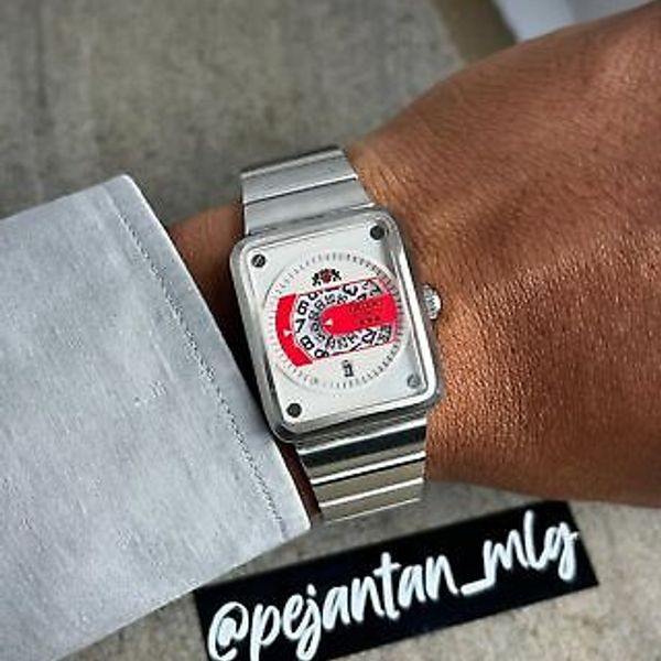 RARE Orient Jump Hour Square Automatic Arm White Dial Jumping Hour ...