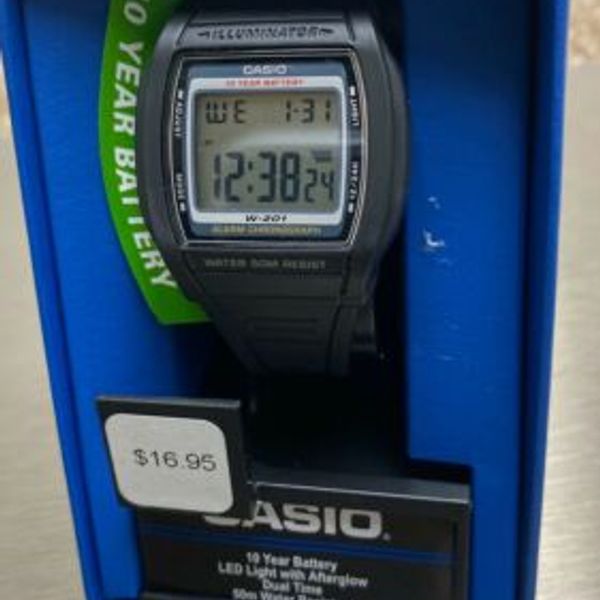 Casio W201-1AV, Digital Chronograph Watch, Resin Band, Alarm, 10 Year ...