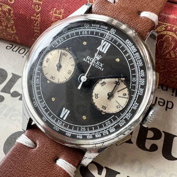 Rolex Marconi Chronograph Black Dial Men's Wristwatch Vintage 1910s ...