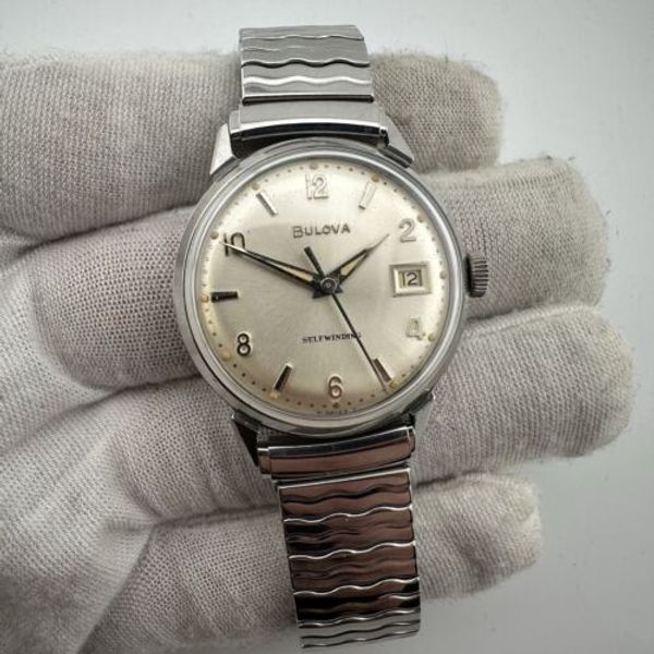 1968 Bulova M8 Men's Automatic Wristwatch 11 ALACD Stainless Steel ...