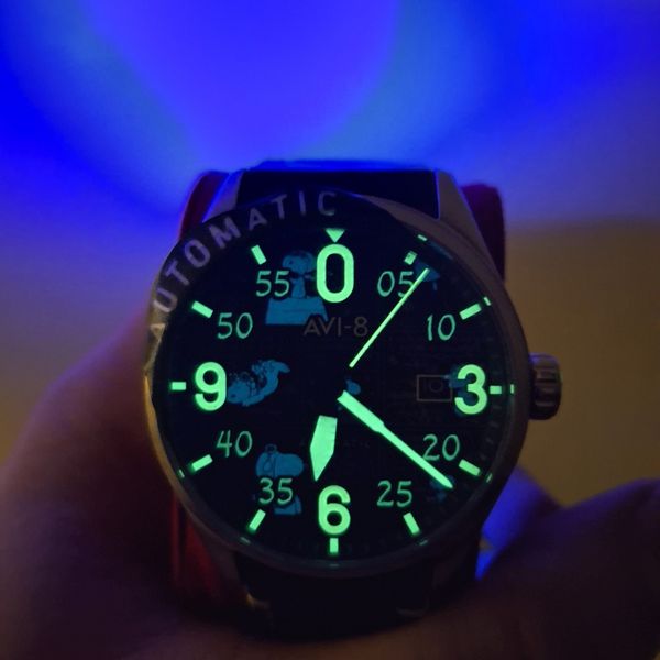 AVI-8 Spitfire Smith Peanuts Snoopy Flying Ace Green Automatic Watch 28 ...
