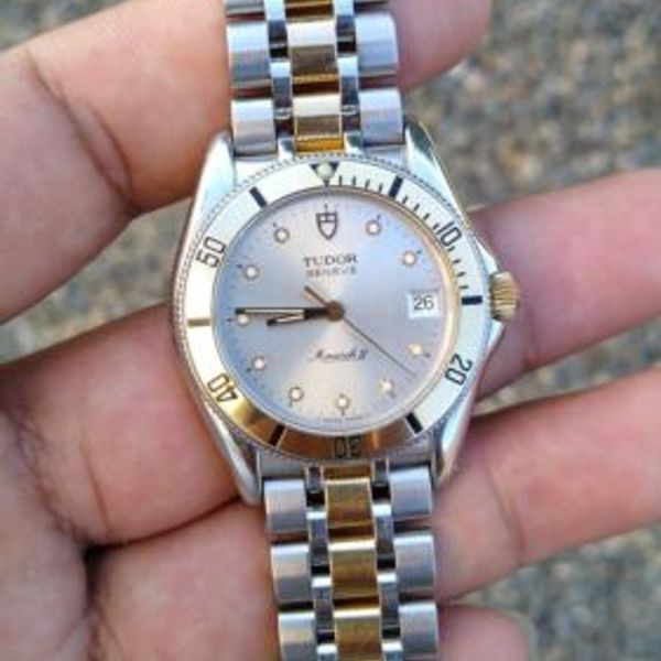 Men's Tudor Geneve Monarch II Ref.15650 Quartz Diver 18k SS ...