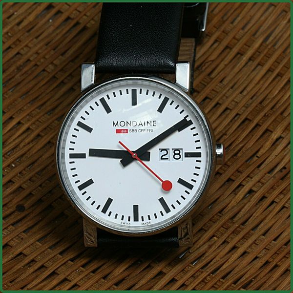 SWISS MADE 40mm MONDAINE Men's SBB CFF FFS OFFICAIL SWISS RAILWAY WATCH ...
