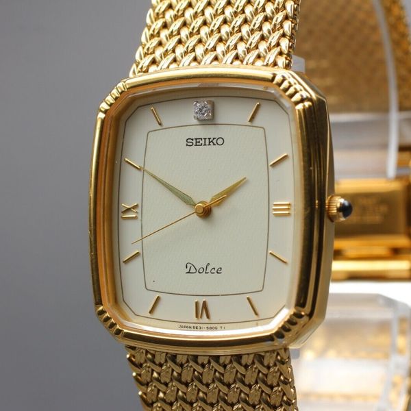 [Near MINT] Vintage Seiko Dolce 5E31-5A90 Daimond Gold Quartz boy's Watch JAPAN | WatchCharts ...