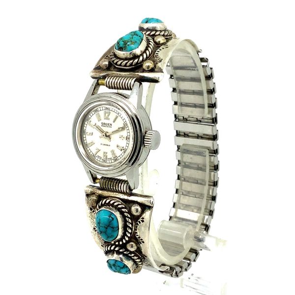 Vintage Womens 1960â s Gruen Precision Manual Watch w/Turquoise ...