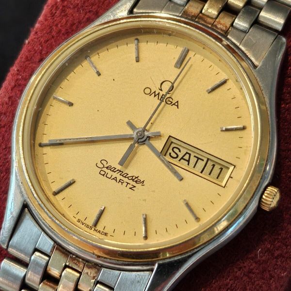 Vintage Omega Seamaster Brest Quartz Day Date 1437 Ref 196.0268 / 396. ...