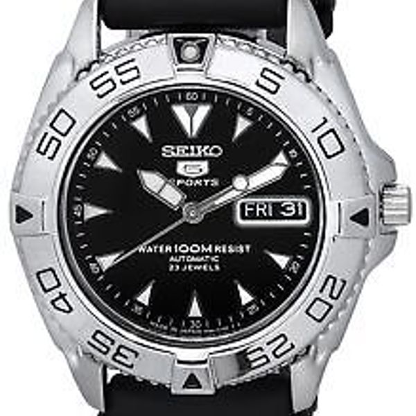 Seiko 5 Sports Rubber Strap Black Dial Automatic SNZB33J2 100M Men's ...