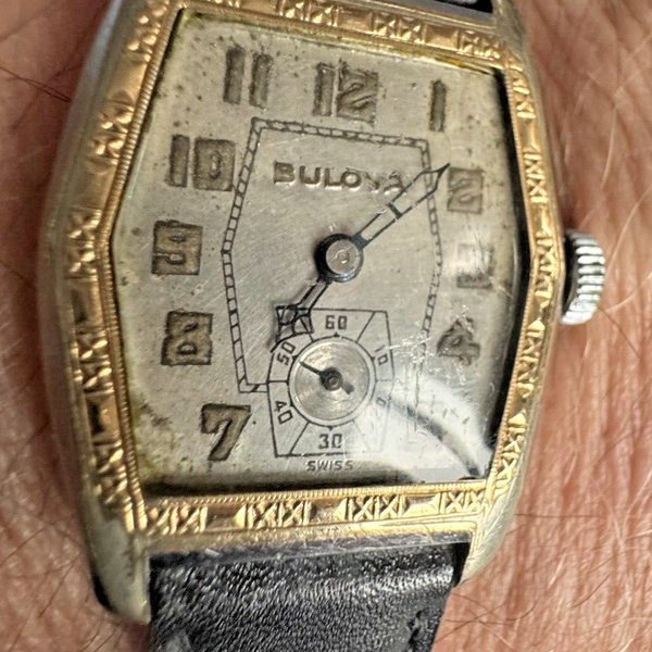 BULOVA 1920S TANK WATCH VINTAGE ART DECO 17J WORKS VERY RARE UNIQUE TWO ...