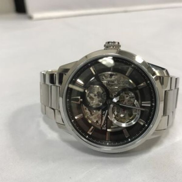 BULOVA Sutton Automatic Skeleton Dial Stainless Men's Watch - 96A208 ...