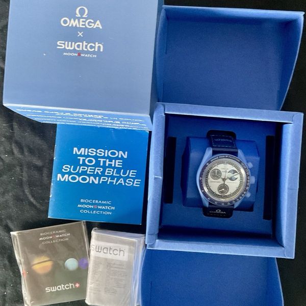 Mint Omega X Swatch Speedmaster Mission To The Super Blue Moon Boxes ...