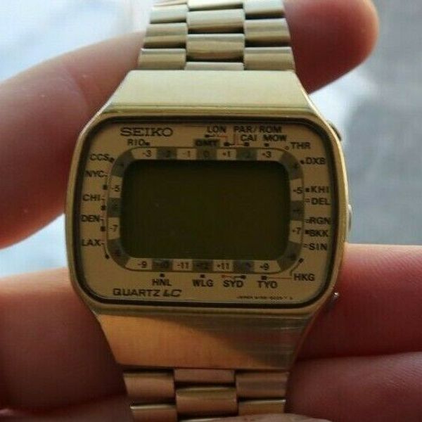 Vintage Seiko Digital LCD Watch Wristwatch Time Zone World M158-5009 ...