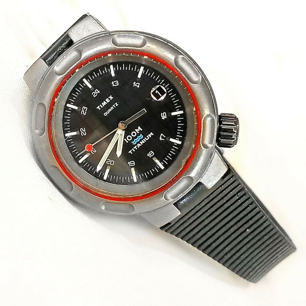 Vintage Timex Titanium Dive Watch Threaded Crown Caseback 1987 27mm ...