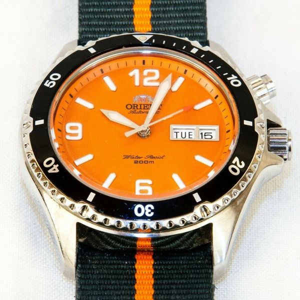 Orient Mako Orange EM65-C0-CA Stainless Steel Automatic Men's Watch ...