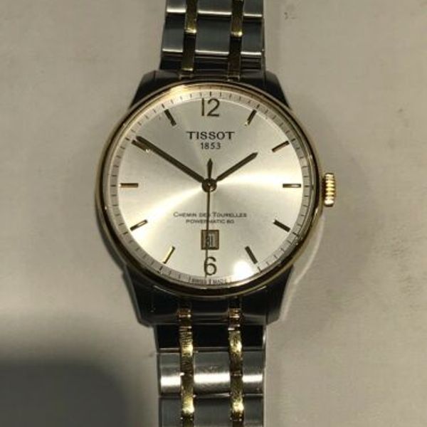 Mens Tissot Two Tone Chemin Des Tourelles Powermatic 80 Automatic Watch ...